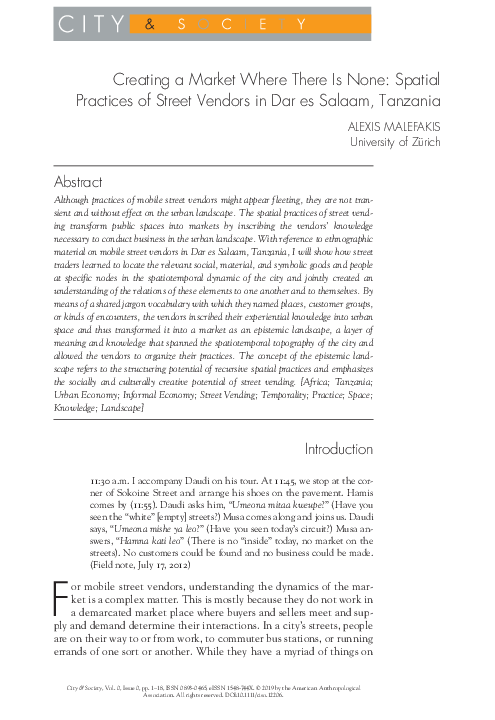 (PDF) Creating a Market Where There Is None: Spatial Practices of ...