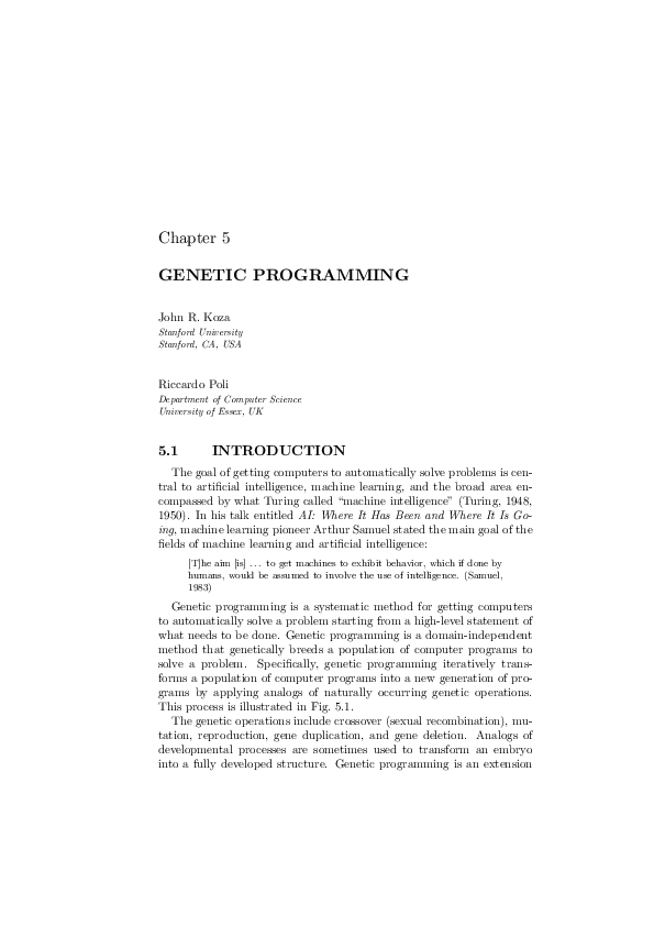 (PDF) Genetic programming