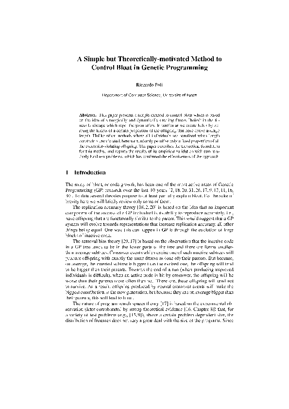 (PDF) A simple but theoretically-motivated method to control bloat in ...