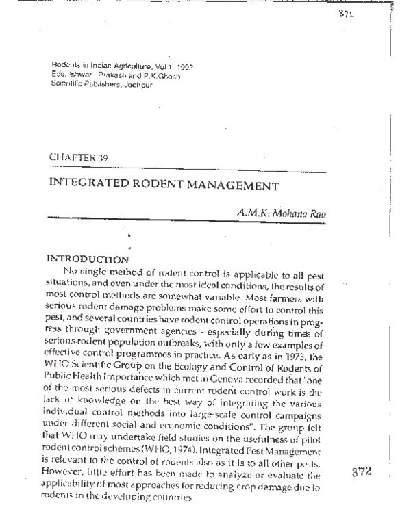(PDF) Integrated Rodent Management