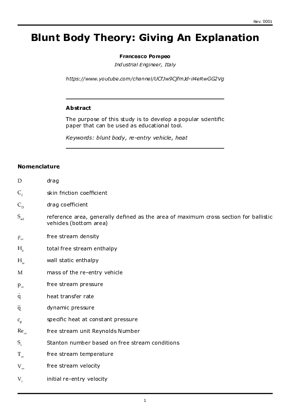 (PDF) Blunt Body Theory: Giving An Explanation