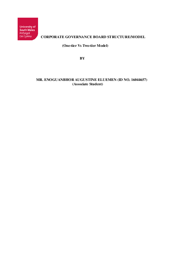 (PDF) CORPORATE GOVERNANCE BOARD STRUCTURE/MODEL (One-tier Vs Two-tier ... (PDF) CORPORATE GOVERNANCE BOARD STRUCTURE/MODEL (One-tier Vs Two-tier ...