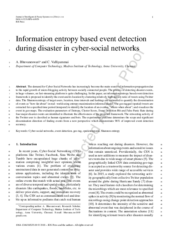 (PDF) Information entropy based event detection during disaster in cyber-social networks