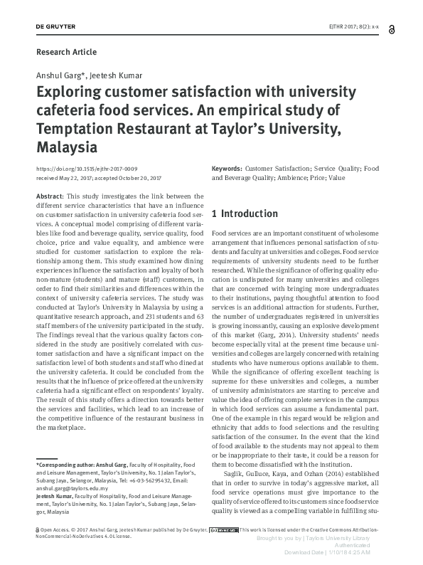 (PDF) Exploring customer satisfaction with university