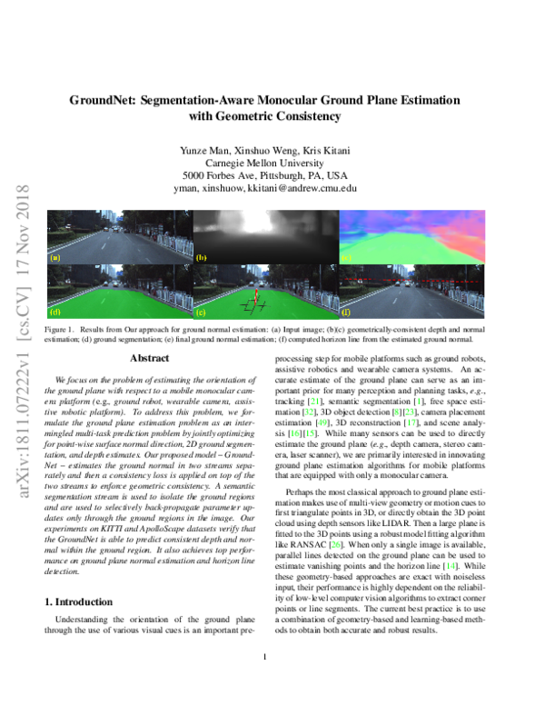 (PDF) GroundNet: Monocular Ground Plane Estimation with Geometric Consistency