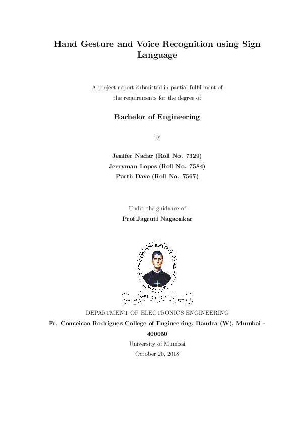(PDF) Hand Gesture and Voice Recognition using Sign Language