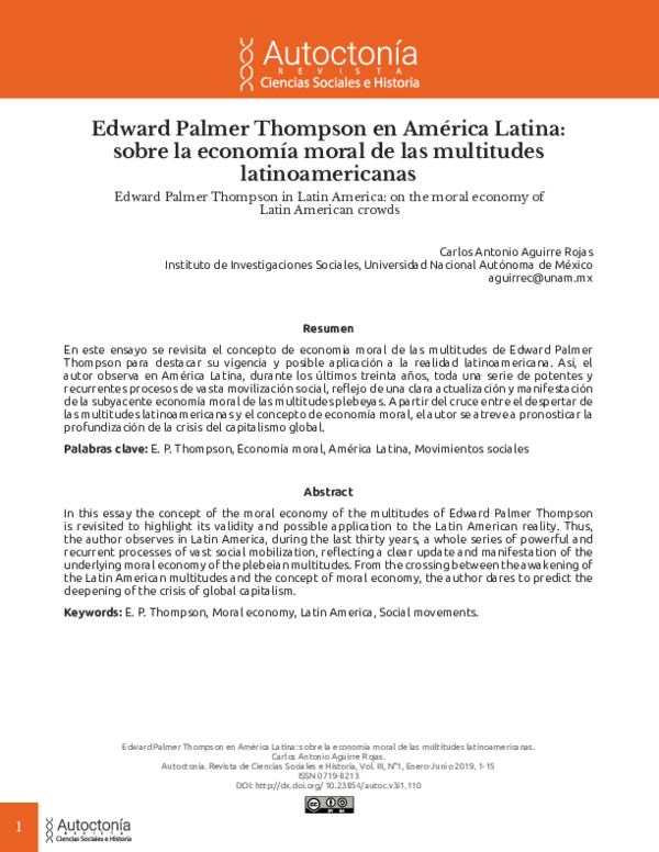 (PDF) Edward Palmer Thompson en América Latina: sobre la economía moral ...
