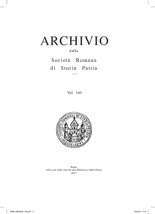 (PDF) Archivio della Società romana di storia patria vol.140 (2017)