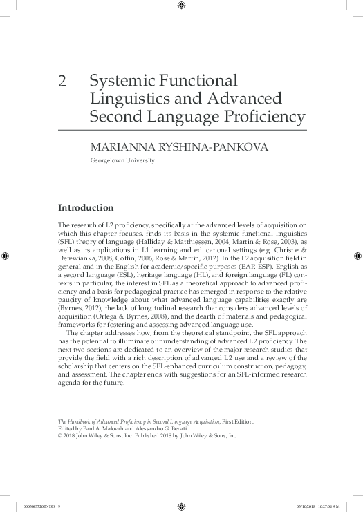 (PDF) Systemic Functional Linguistics and Advanced Second Language ...