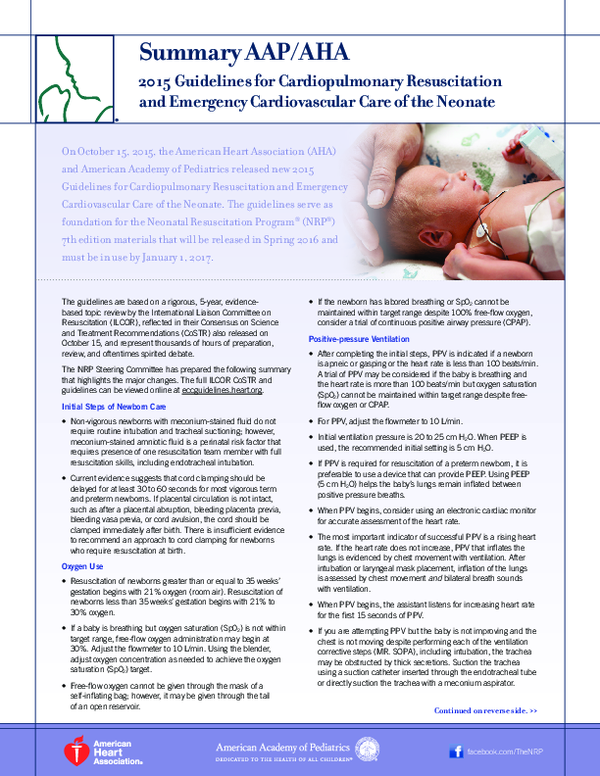 (PDF) Summary AAP/AHA 2015 Guidelines for Cardiopulmonary Resuscitation ...