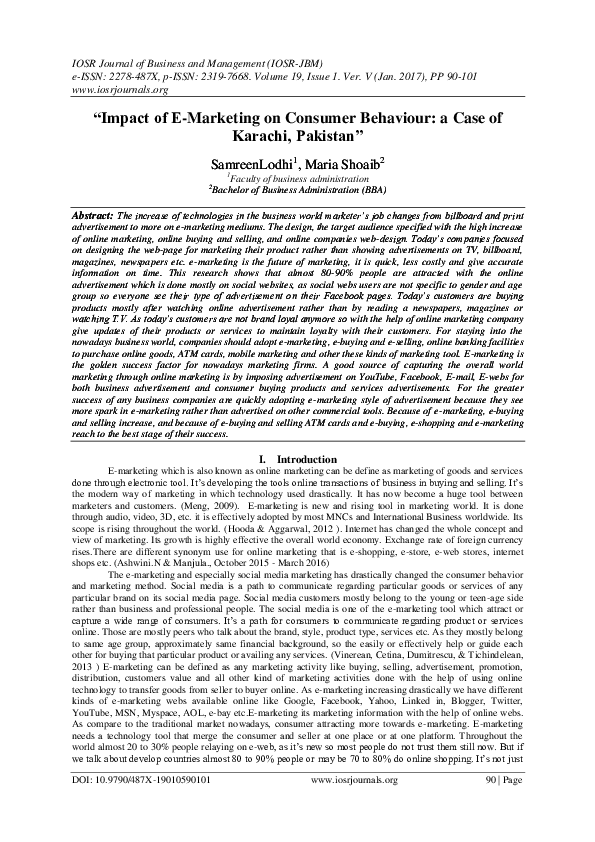 (PDF) "Impact of E-Marketing on Consumer Behaviour: a Case of