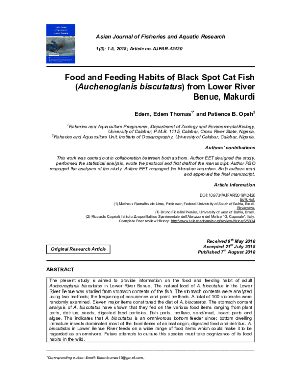 (PDF) Article no.AJFAR.42420 Original Research Article Thomas and Opeh