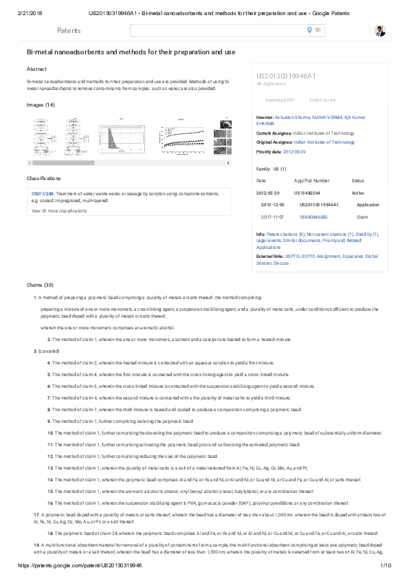 (PDF) Bi-metal nanoadsorbents and methods for their preparation and use ...