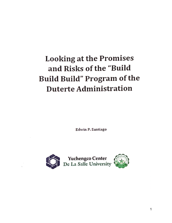 (PDF) Looking at the Promises and Risks of the "Build, Build, Build ...