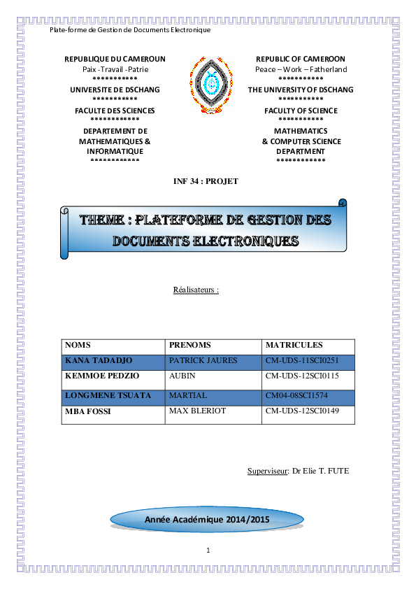 (PDF) Plate-forme de Gestion de Documents Electronique