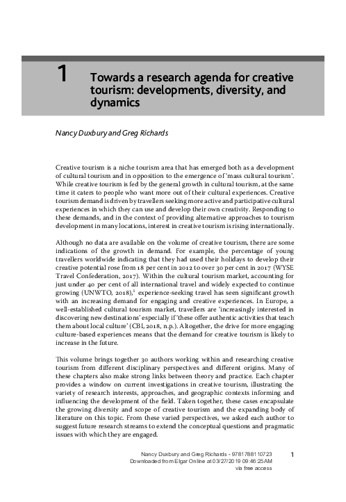 (PDF) Towards a research agenda for creative tourism: developments ...