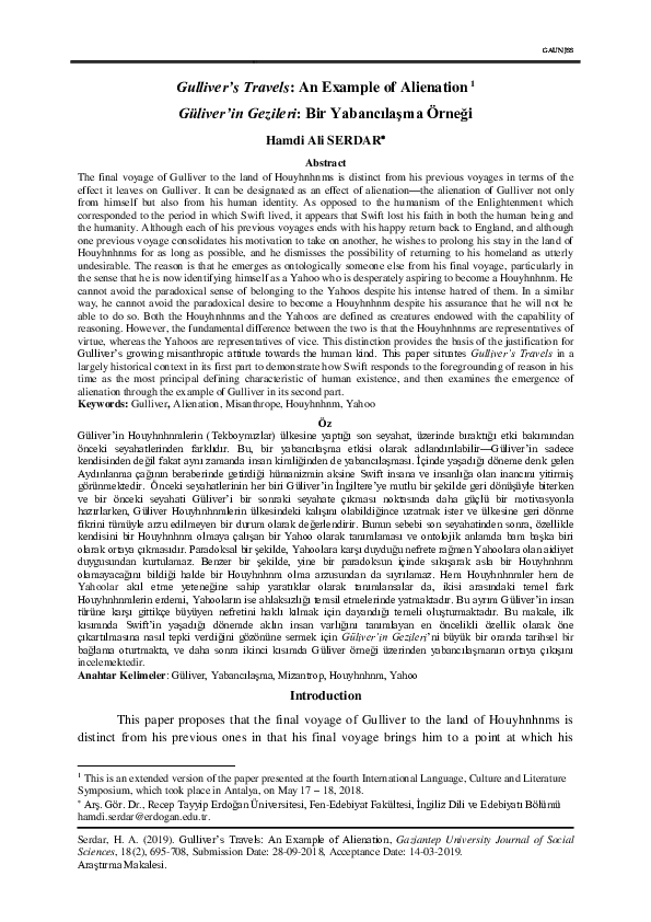(PDF) Gulliver's Travels: An Example of Alienation