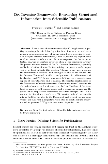 (PDF) Dr. Inventor Framework: Extracting Structured Information from ...