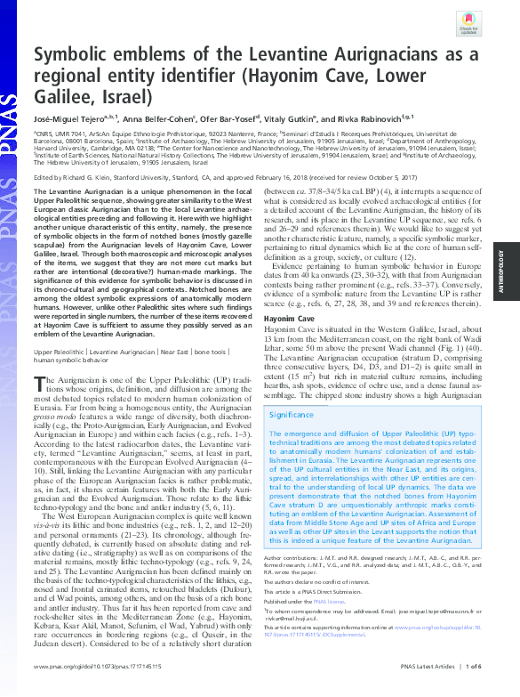 (PDF) Symbolic emblems of the Levantine Aurignacians as a regional ...
