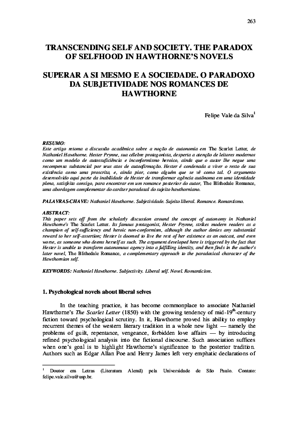 (PDF) Transcending self and society. The paradox of selfhood in ...
