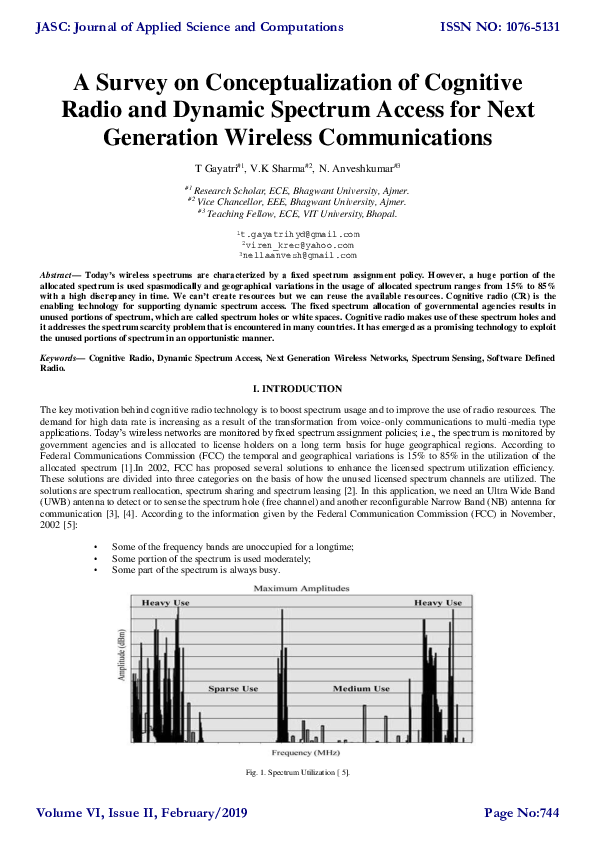 Pdf A Survey On Conceptualization Of Cognitive Radio And Dynamic Spectrum Access For Next