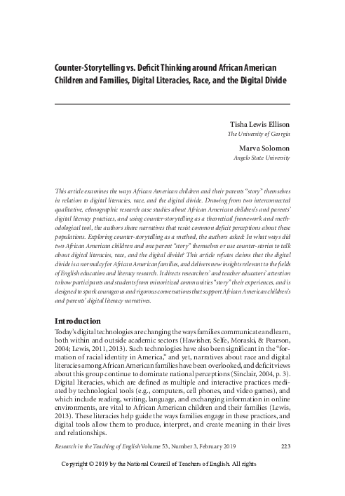 (PDF) Counter-Storytelling vs. Deficit Thinking Counter-Storytelling vs ...