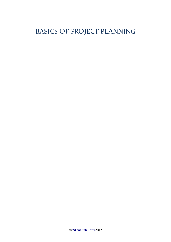 (PDF) Basics Of Project Planning
