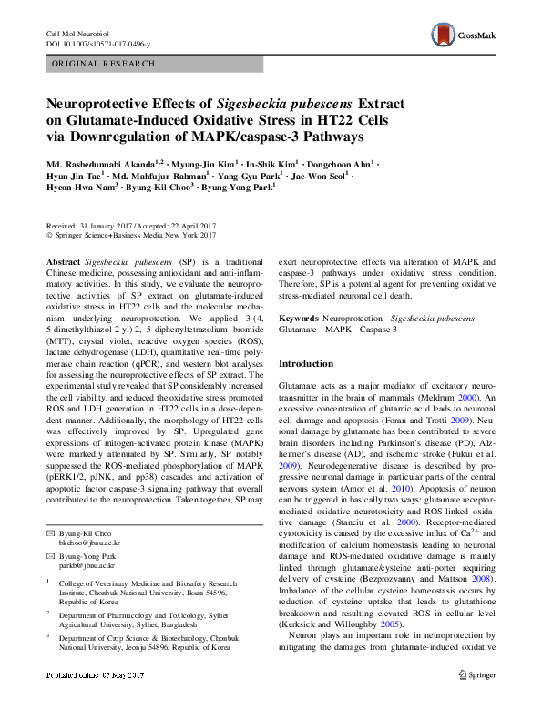 (PDF) Neuroprotective Effects of Sigesbeckia pubescens Extract on Glutamate-Induced Oxidative ...