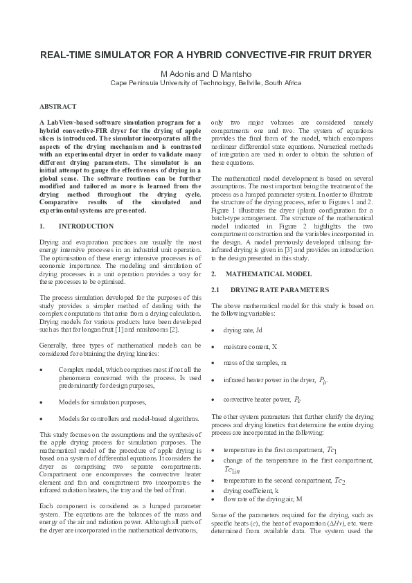 (PDF) Real-Time Simulator for a Hybrid Convective-Fir Fruit Dryer ...