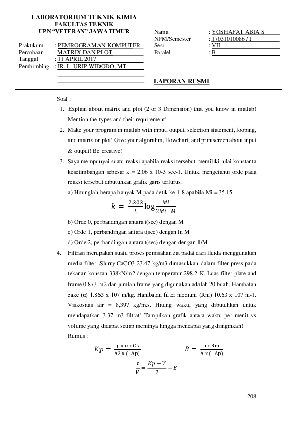 (PDF) Pemrograman Komputer Modul 7 "Matrix dan Plot"