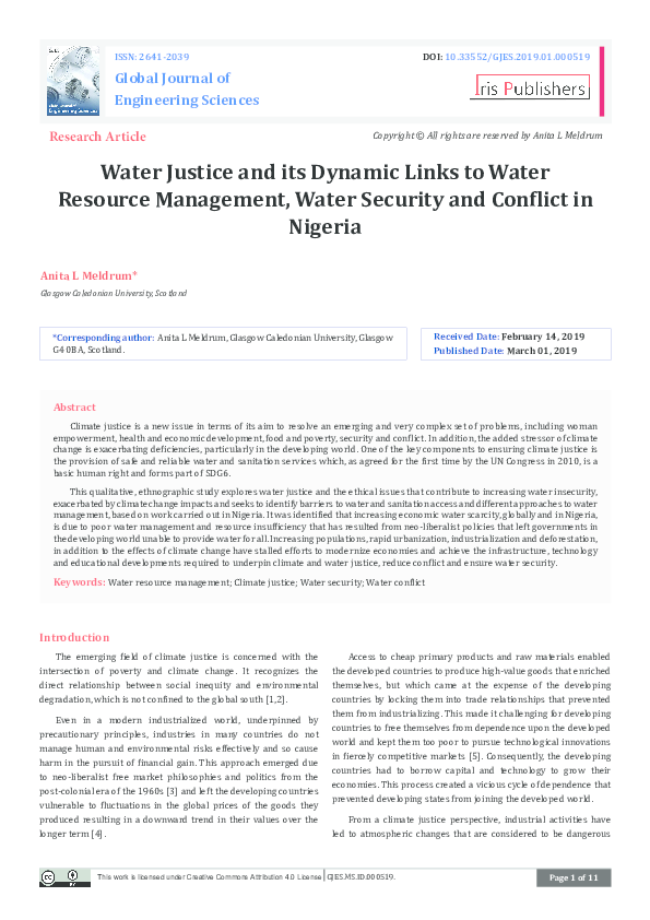 (PDF) Water Justice and its Dynamic Links to Water Resource Management ...