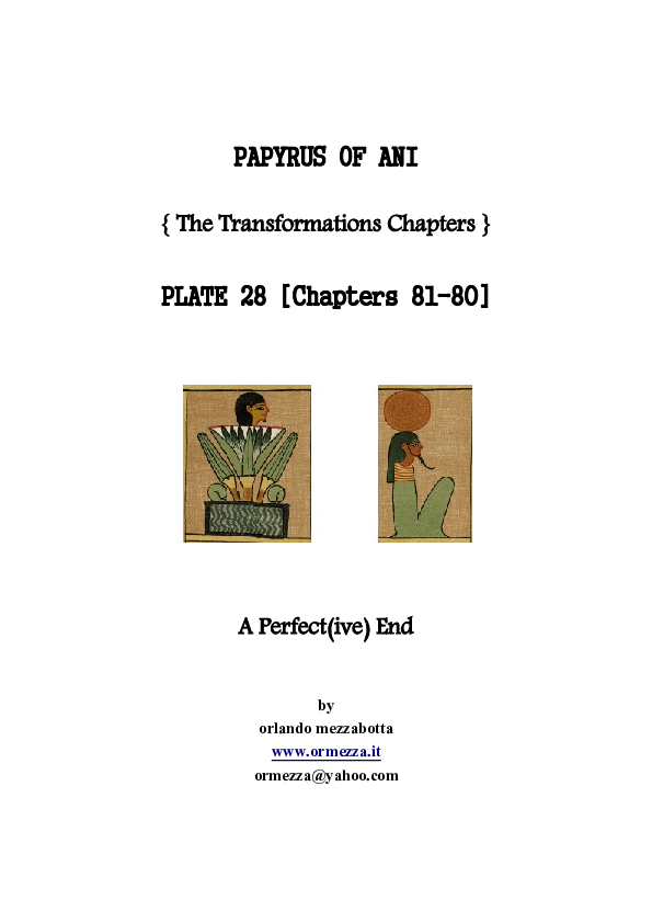 (PDF) Papyrus of Ani: Chapters 81, 80: A Perfect(ive) End