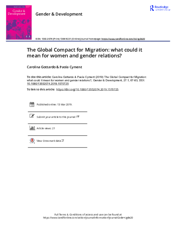 (PDF) The Global Compact for Migration: what could it mean for women ...