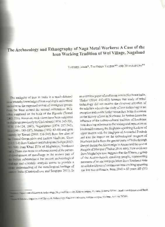 (PDF) The Archaeology and Ethnography of Naga Metal Workers: A Case of ...
