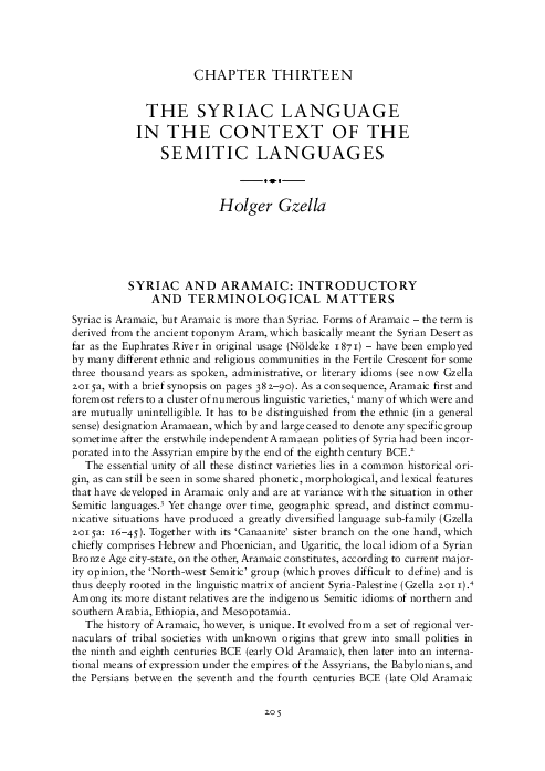 (PDF) The Syriac Language in the Context of the Semitic Languages