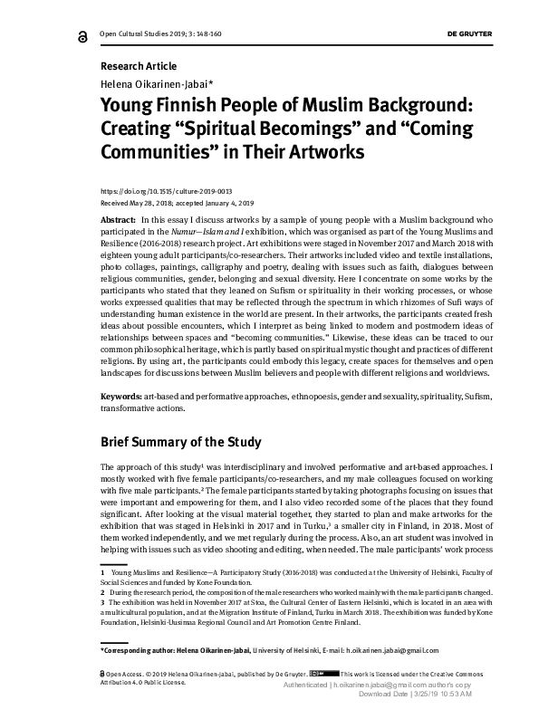 (PDF) Young Finnish People of Muslim Background: Creating “Spiritual ...