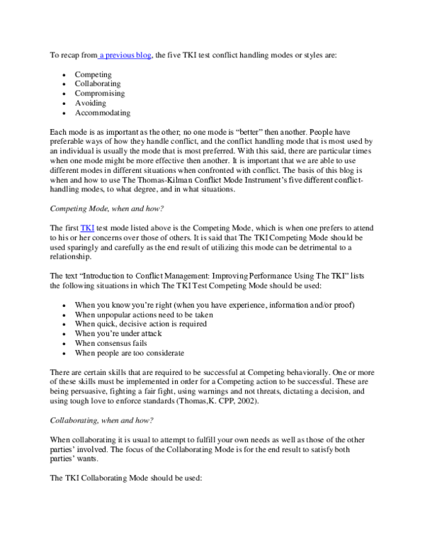(DOC) TKI test- Using Your Conflict Handling Modes More Effectively ...