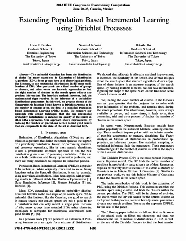 Pdf Extending Population Based Incremental Learning Using Dirichlet Processes