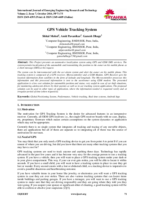 (PDF) GPS Vehicle Tracking System