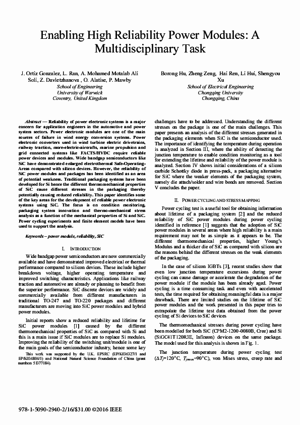 (PDF) Enabling High Reliability Power Modules: A Multidisciplinary Task