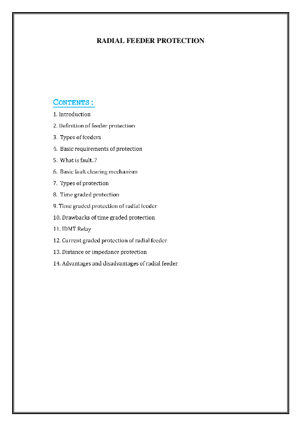 (DOC) RADIAL FEEDER PROTECTION