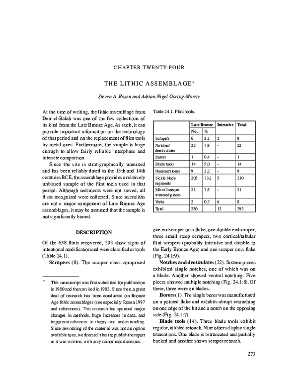 (PDF) THE LITHIC ASSEMBLAGE