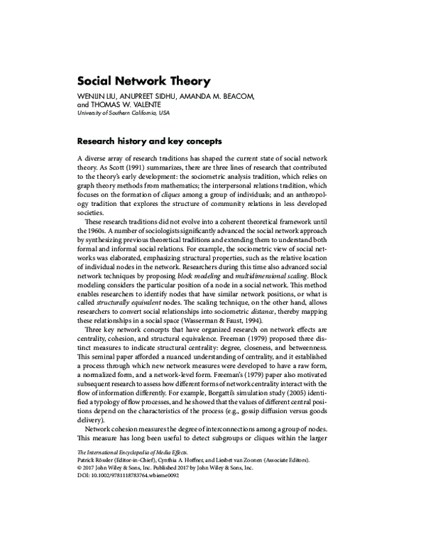 (PDF) Social Network Theory