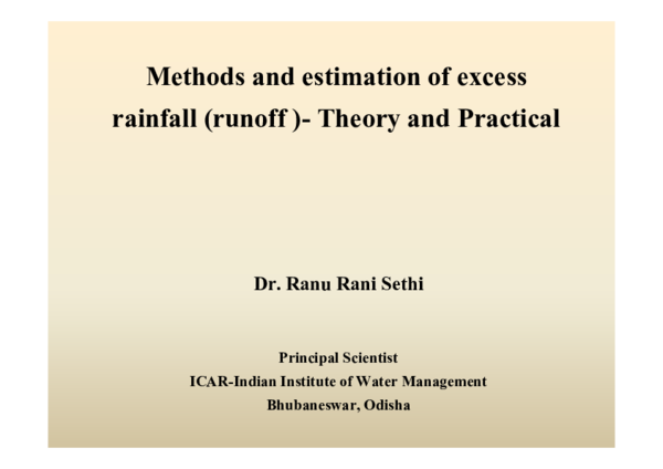 (PDF) Methods and estimation of excess rainfall (runoff )-Theory and ...