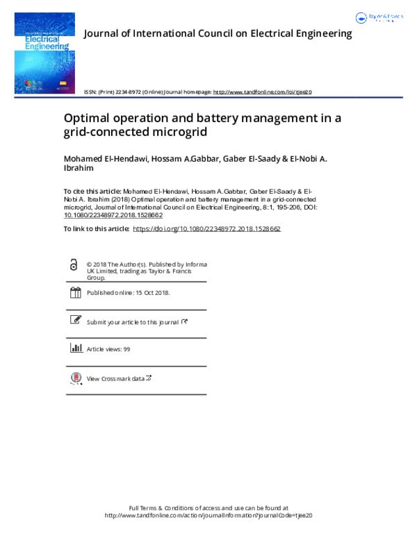 (PDF) Optimal operation and battery management in a grid-connected microgrid