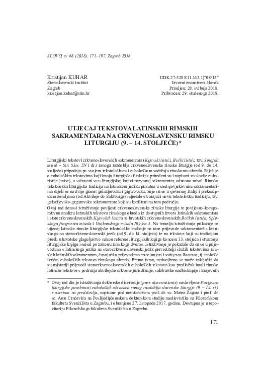 (PDF) THE INFLUENCE OF THE LATIN ROMAN SACRAMENTARIES ON THE CHURCH ...