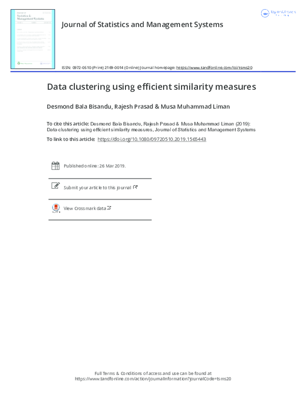 Pdf Data Clustering Using Efficient Similarity Measures