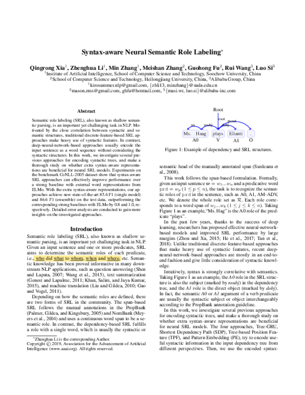 (PDF) Syntax-aware Neural Semantic Role Labeling | Ya Wang - Academia.edu