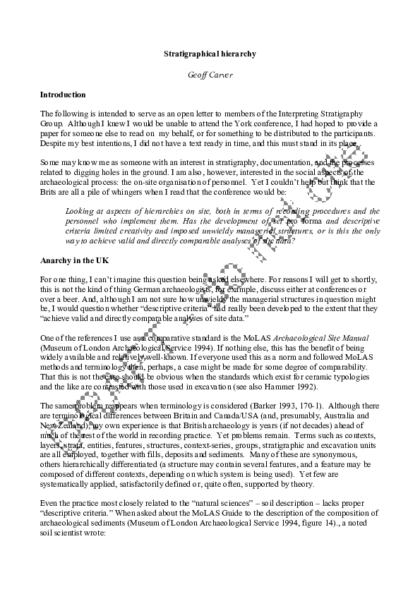 (PDF) Stratigraphical hierarchy | geoff carver - Academia.edu