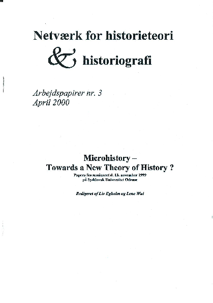(PDF) Microhistory - Towards a New Theory of History
